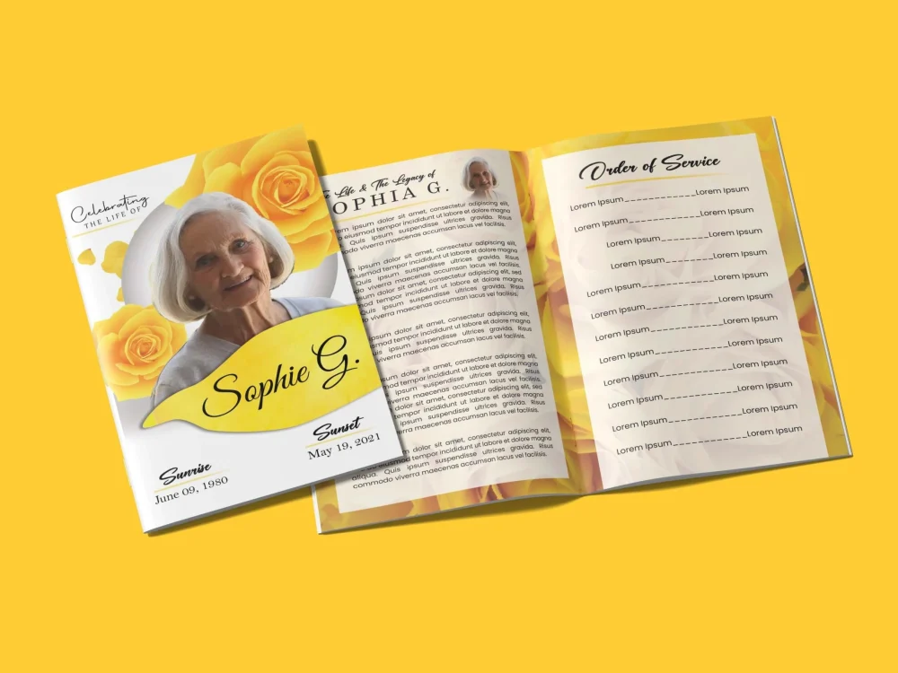 Custom funeral program obituary magazine style flyer brochure design ...