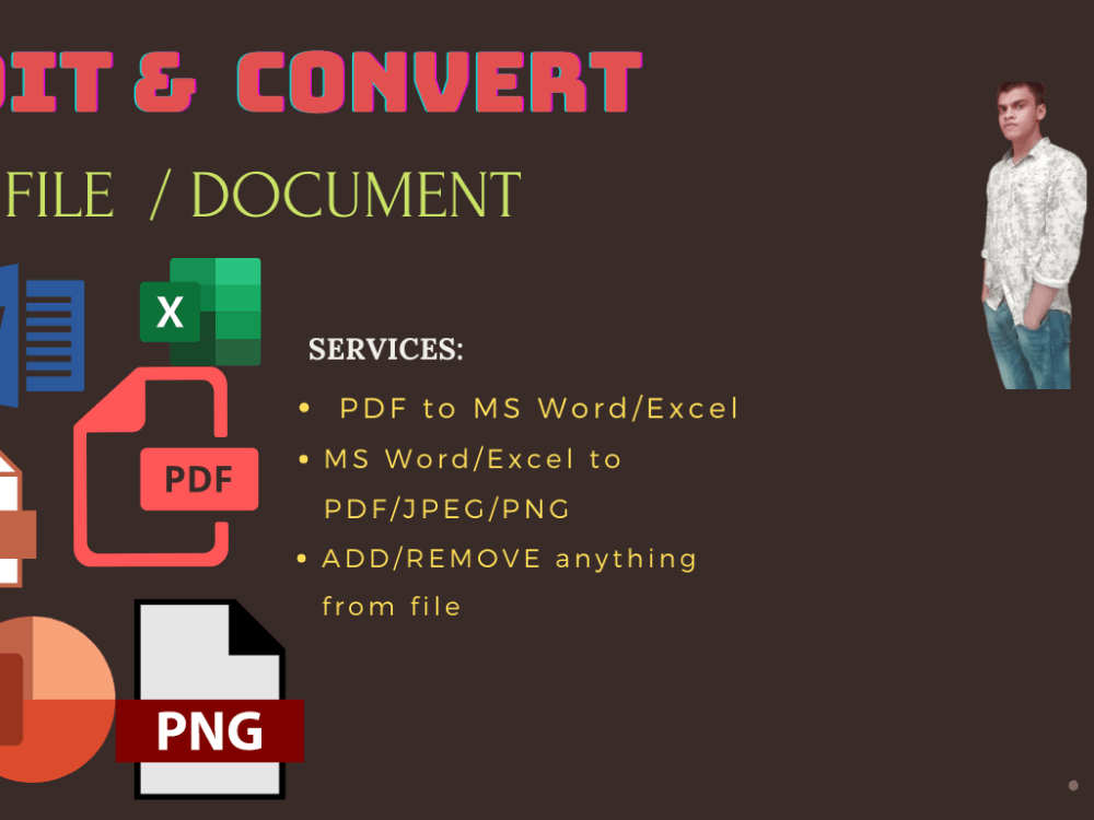 File Conversion to MS Excel, MS Word, Pdf, Jpeg, PNG | Upwork