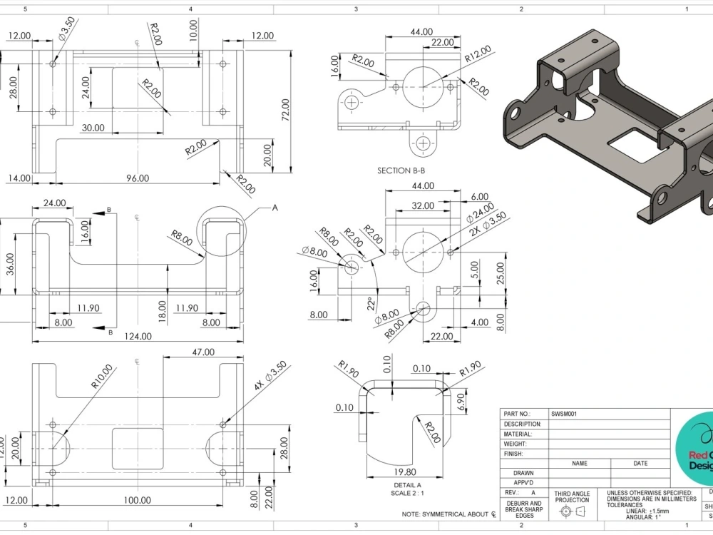 Sheet metal SolidWorks design with DXF file for laser | Upwork