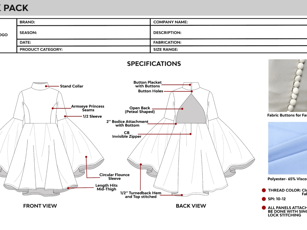A complete Technical Pack ready for manufacturing | Upwork