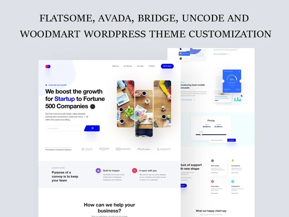 Flatsome, avada, bridge, uncode and woodmart wordpress theme customization | Upwork