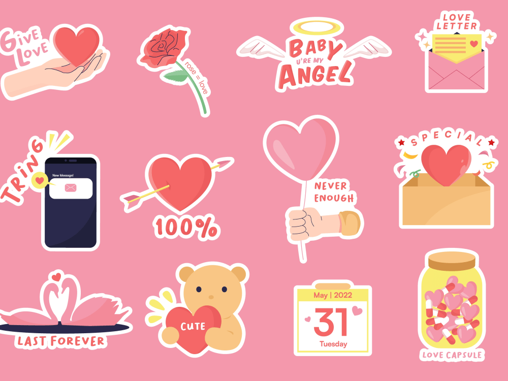 1 pack vector illustration sticker design | Upwork