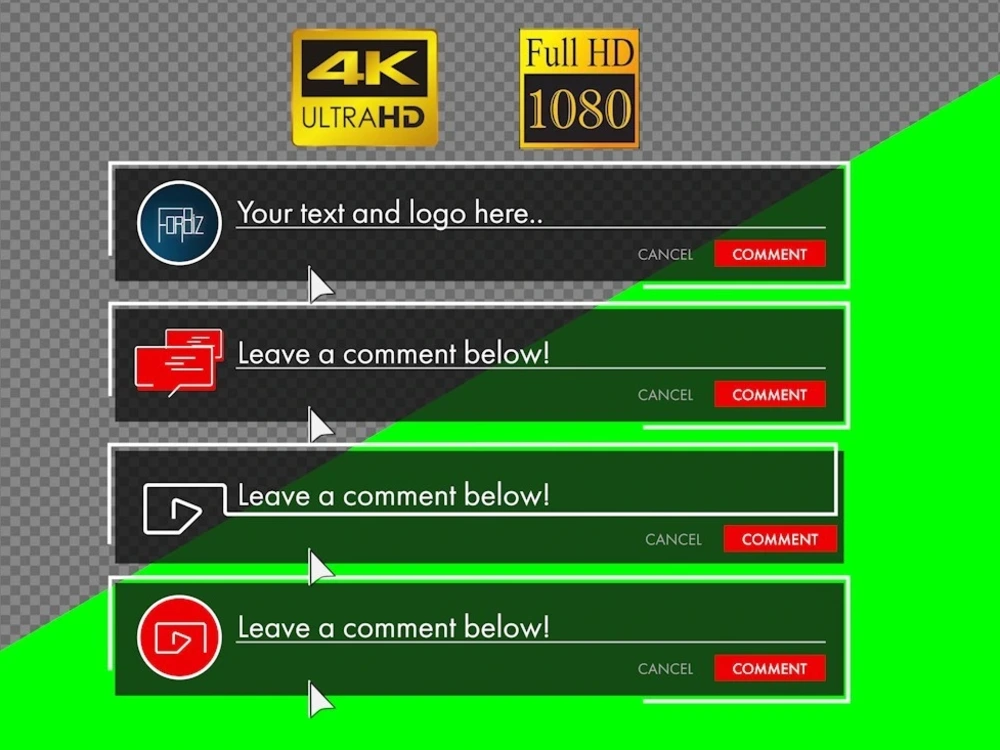 YouTube comment button animation with your text and logo | Upwork