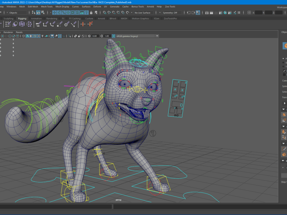 3d character Rigging with Facial expressions and organized controllers ...