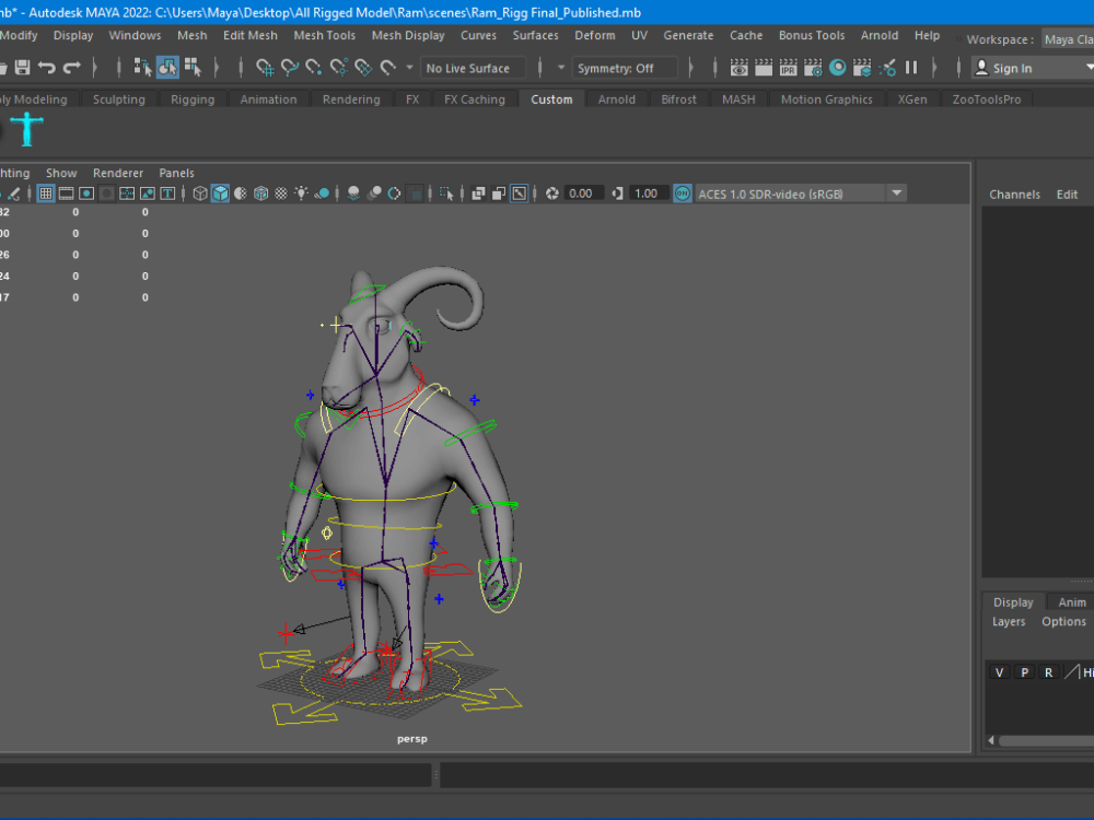 3d character Rigging with Facial expressions and organized controllers ...