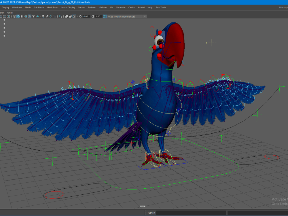 3d character Rigging with Facial expressions and organized controllers ...