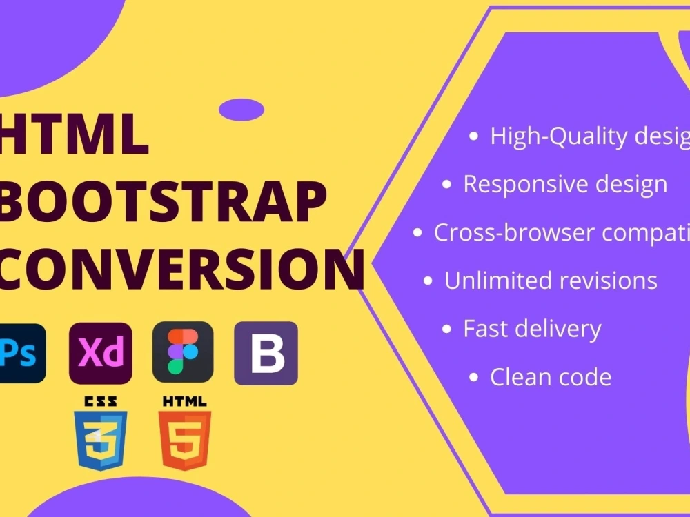 Website design psd to html, xd, figma to html or bootstrap conversion | Upwork