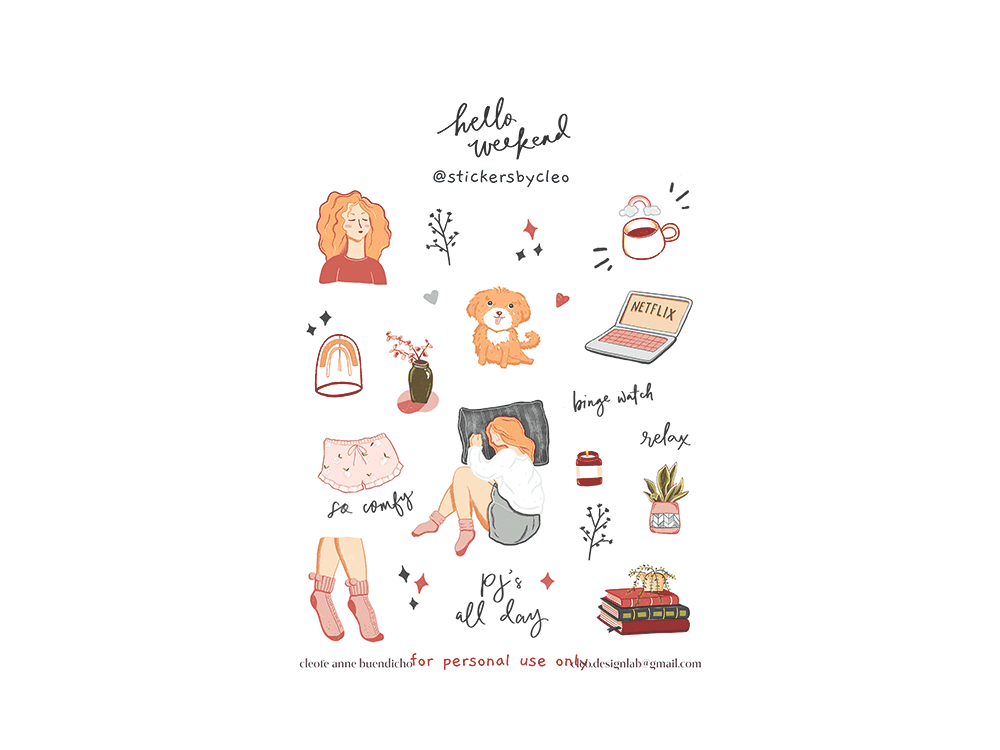 A cute illustrated sticker sheet design | Upwork