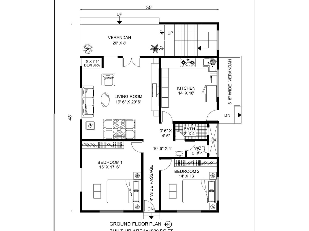 A complete 2D floor plan | Upwork