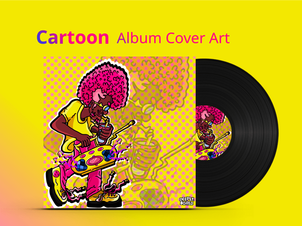 An attractive cartoon illustrated cover art design for your music | Upwork