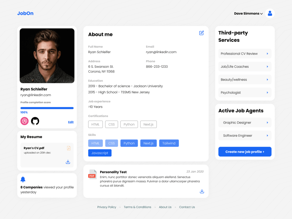 A custom dashboard design in figma based on secondary user research ...