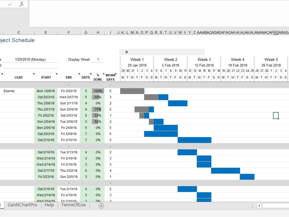 Customizable Gantt chart in Excel | Upwork