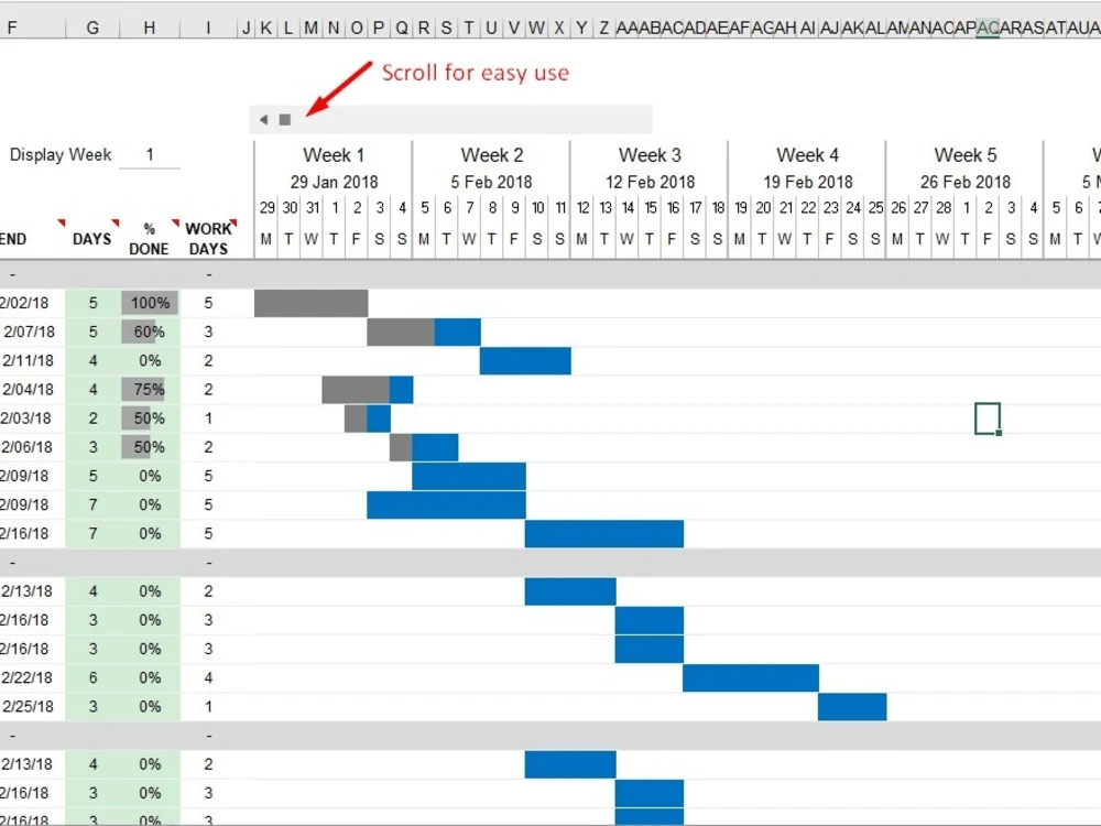 Customizable Gantt chart in Excel | Upwork