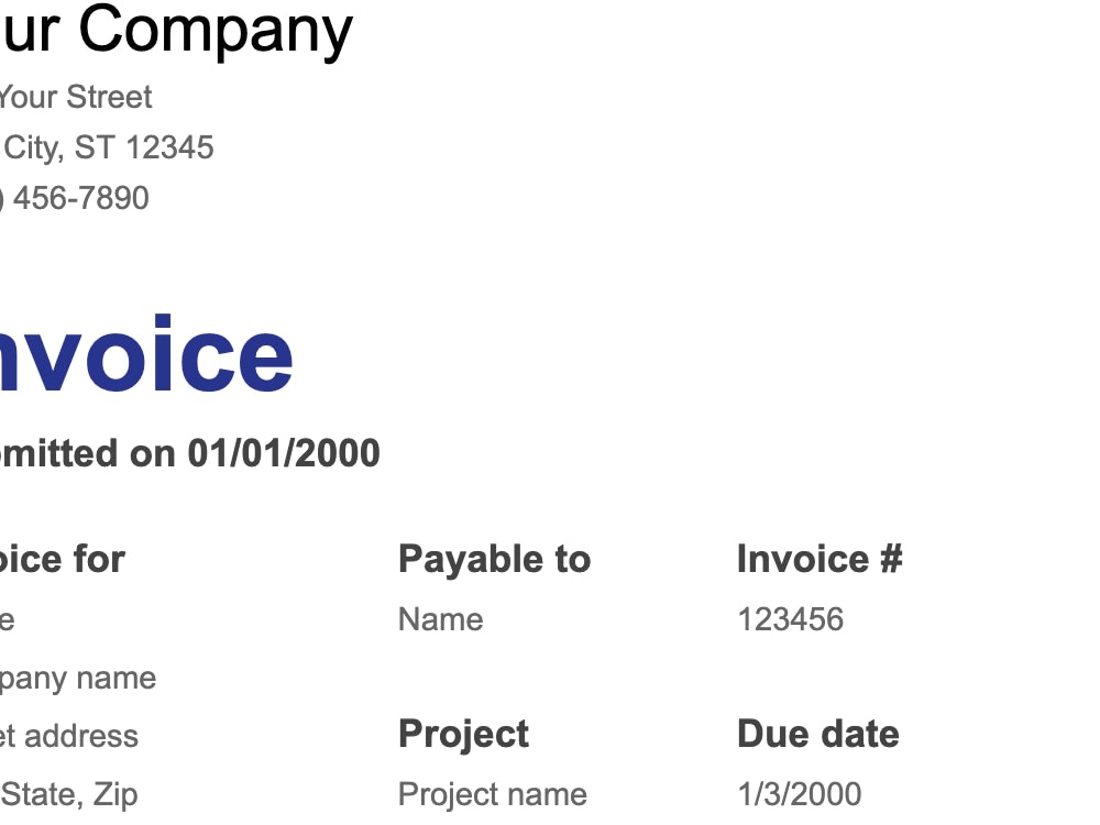 Issuing Invoices template for company or Individual | Upwork