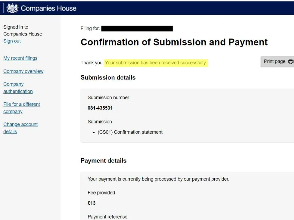 UK Company Confirmation Statement preparation and filing to Companies ...