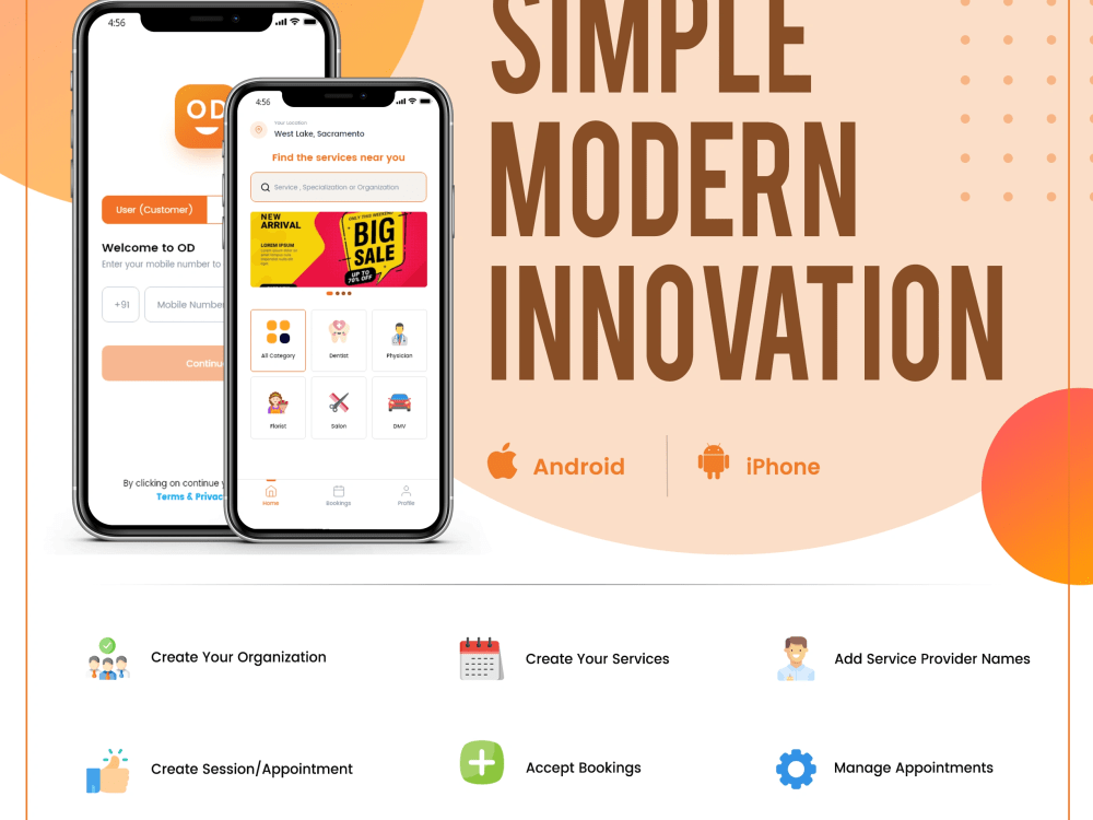 A UI UX design for an Online Services booking mobile app. | Upwork
