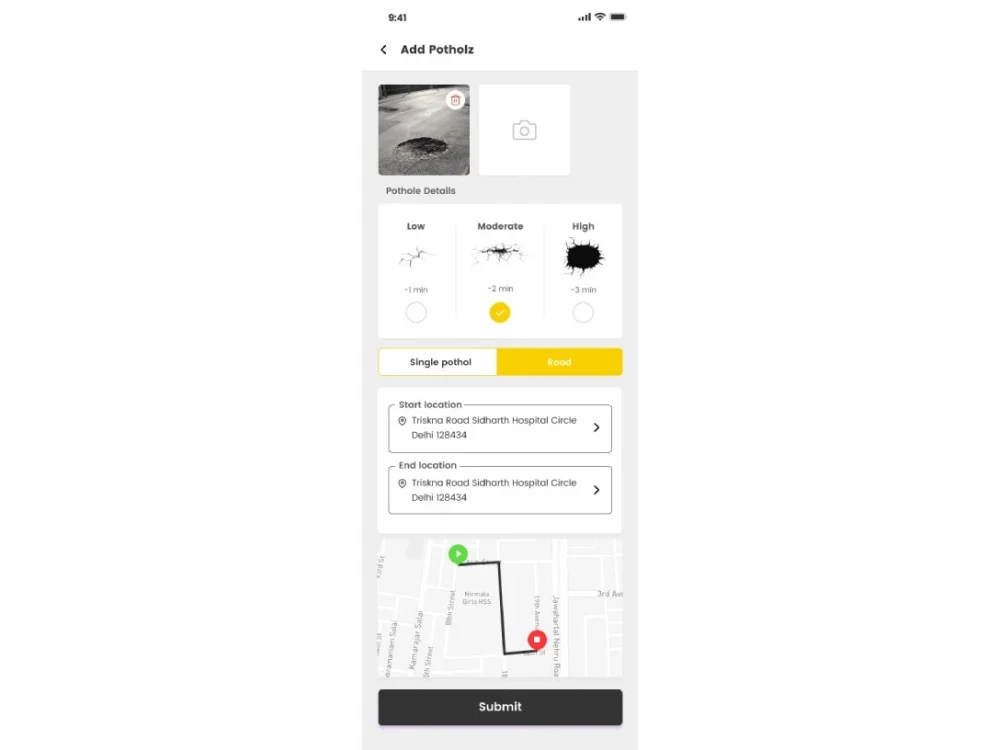 A UI UX design for a Pothole App | Upwork