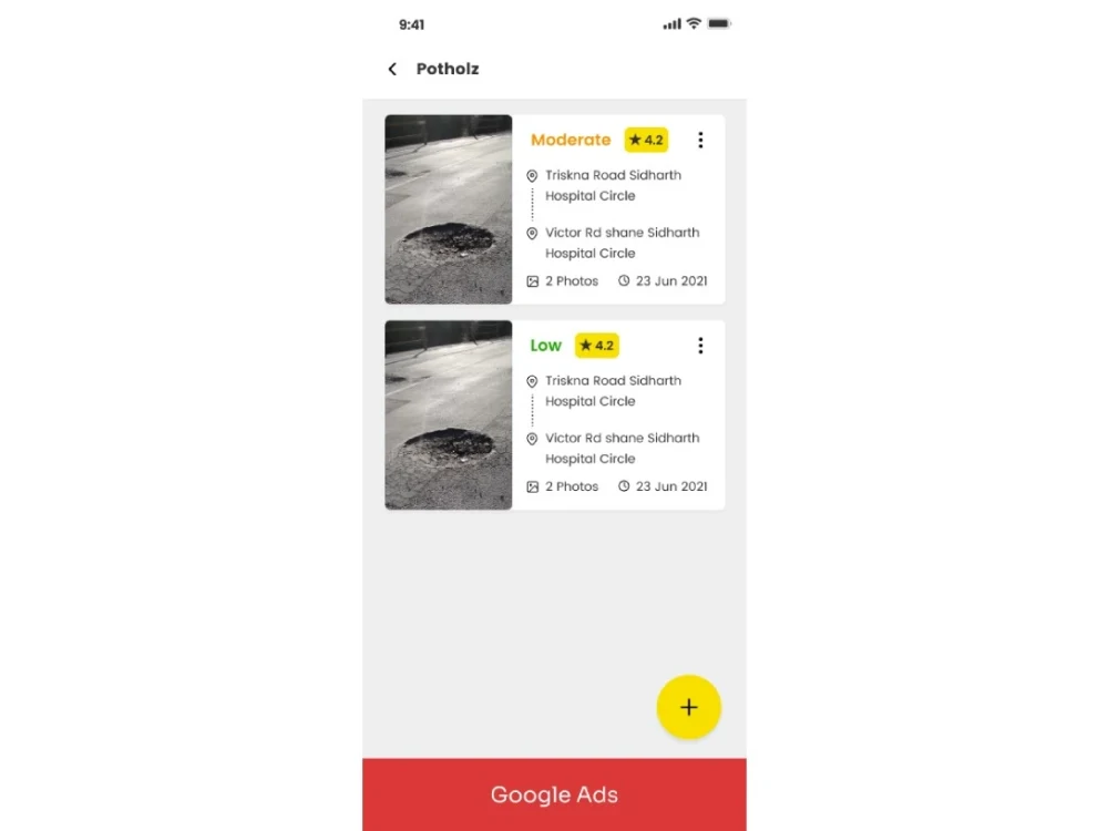 A UI UX design for a Pothole App | Upwork