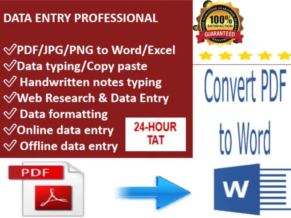 Accurate English data entry, manual typing, PDF conversion to Word & Excel | Upwork