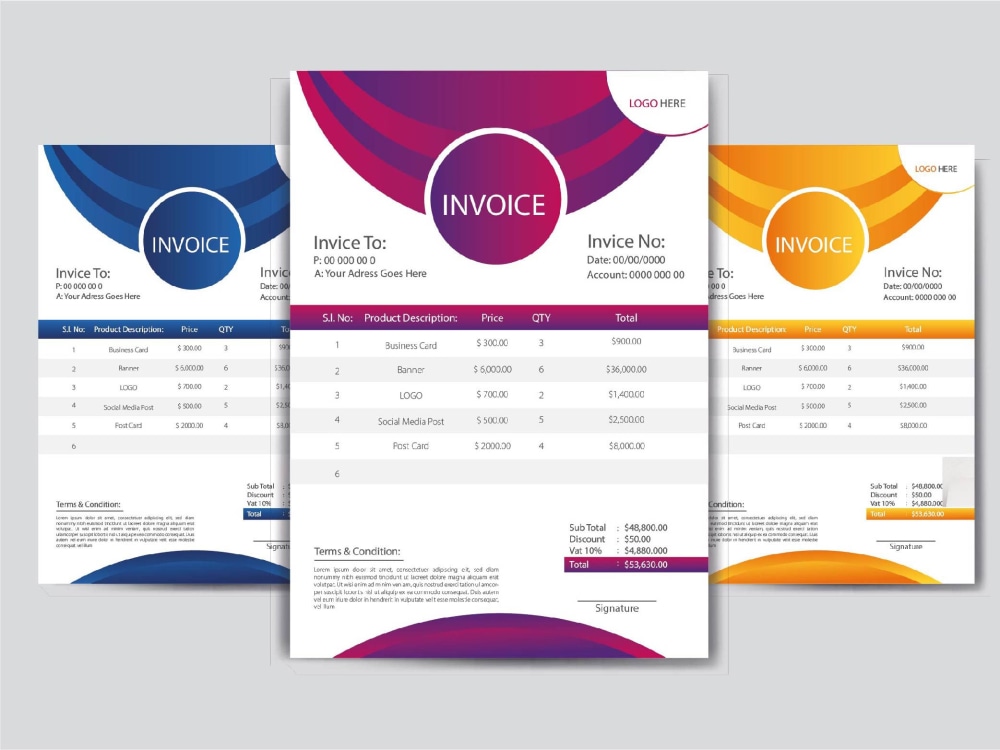 A create professional and custom invoice template design | Upwork