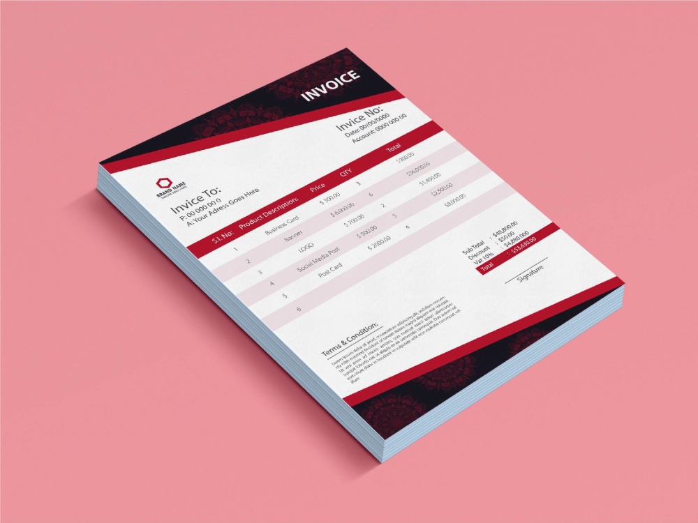 A create professional and custom invoice template design | Upwork