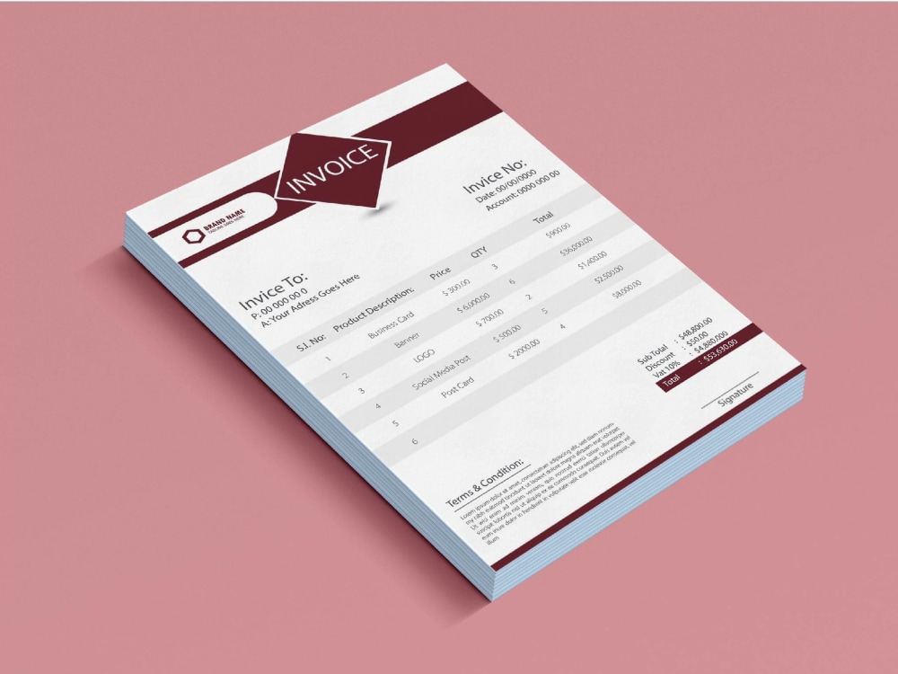 A create professional and custom invoice template design | Upwork
