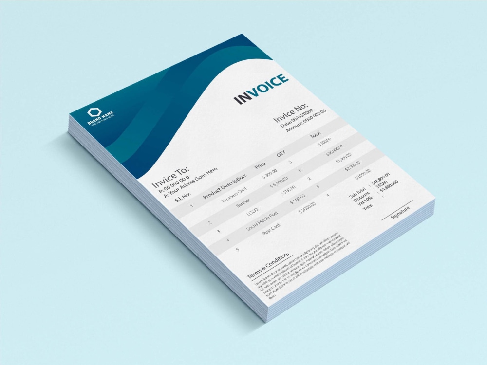 A create professional and custom invoice template design | Upwork