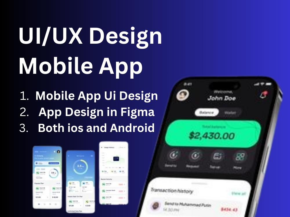 Mobile app ui ux, figma mobile app design, homepage in figma | Upwork