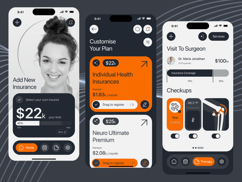 An app design and UI/UX mockup created using Figma and Sketch | Upwork