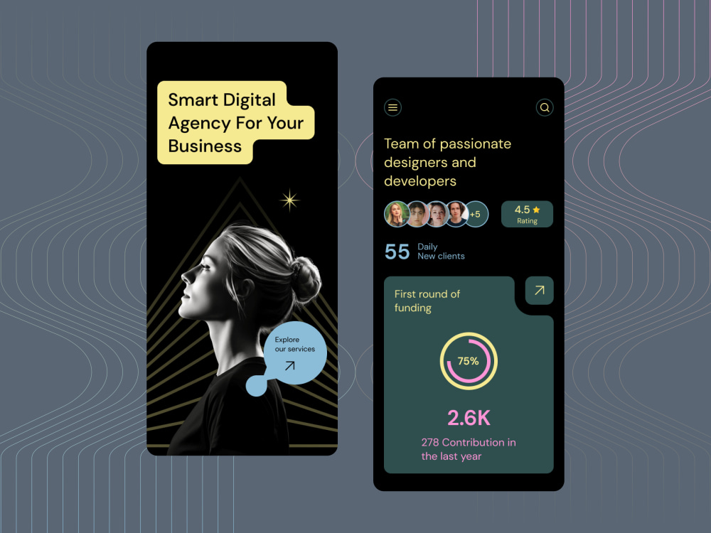 An app design and UI/UX mockup created using Figma and Sketch | Upwork