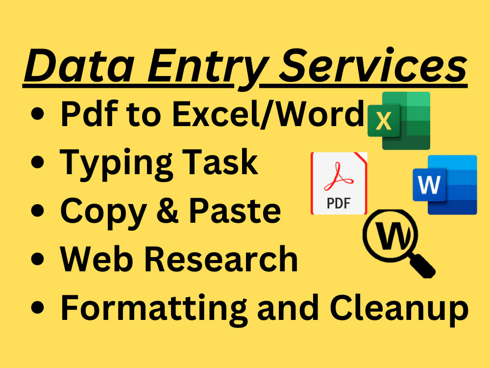 Data Entry, Copy & Pate, Web scraping & Web research services. | Upwork