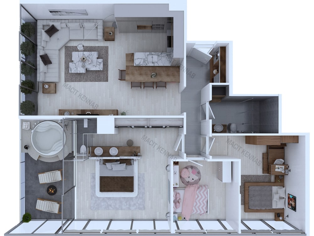 A photorealistic 3D floor plan renderings for your plan | Upwork
