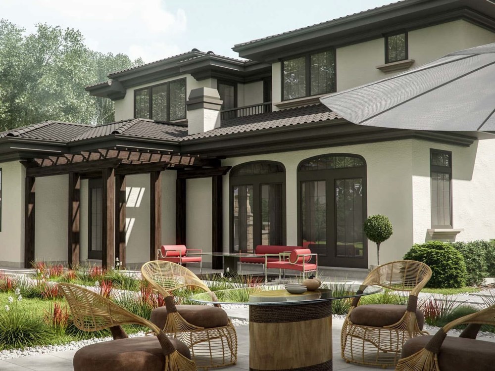 Backyard, garden, patio, pool, landscape, renovation in 3d modeling ...