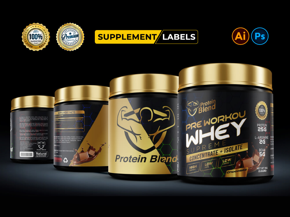 A print-ready SUPPLEMENT LABEL DESIGN and PRODUCT LABEL DESIGN. | Upwork