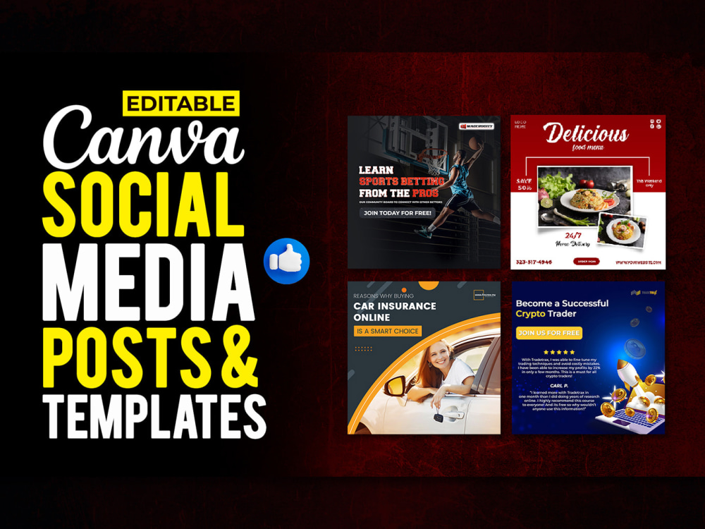 Editable/customizable social media posts, ads using Canva | Upwork