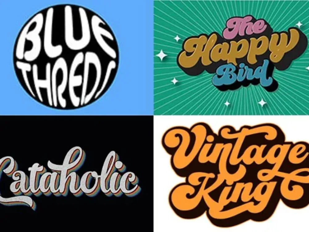 Custom hand lettering, typography font logo, retro script, hand-drawn ...