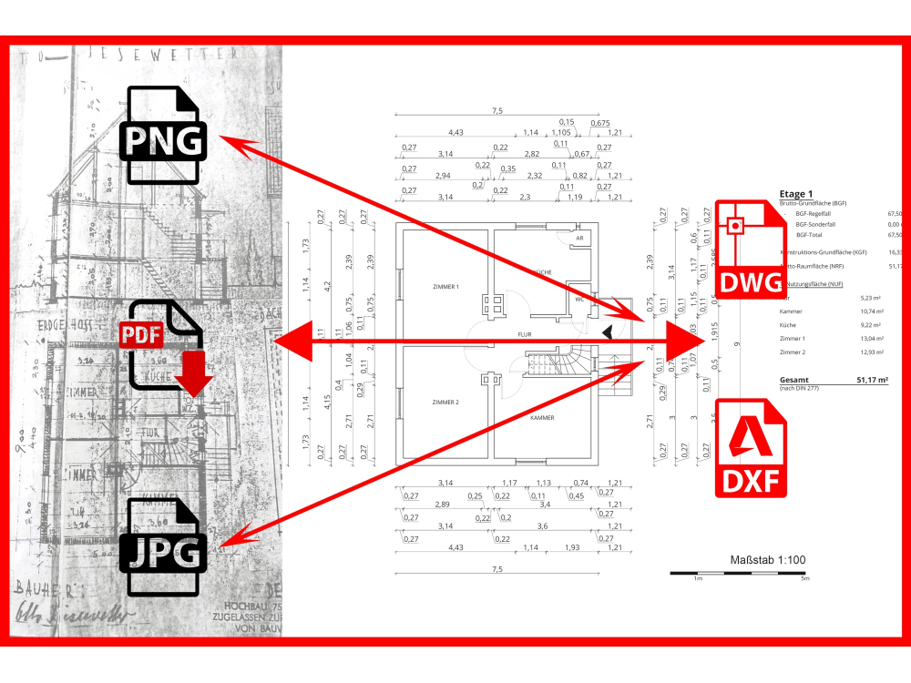 2D drawings in AutoCAD converting pdf and picture (diagrams, plans ...