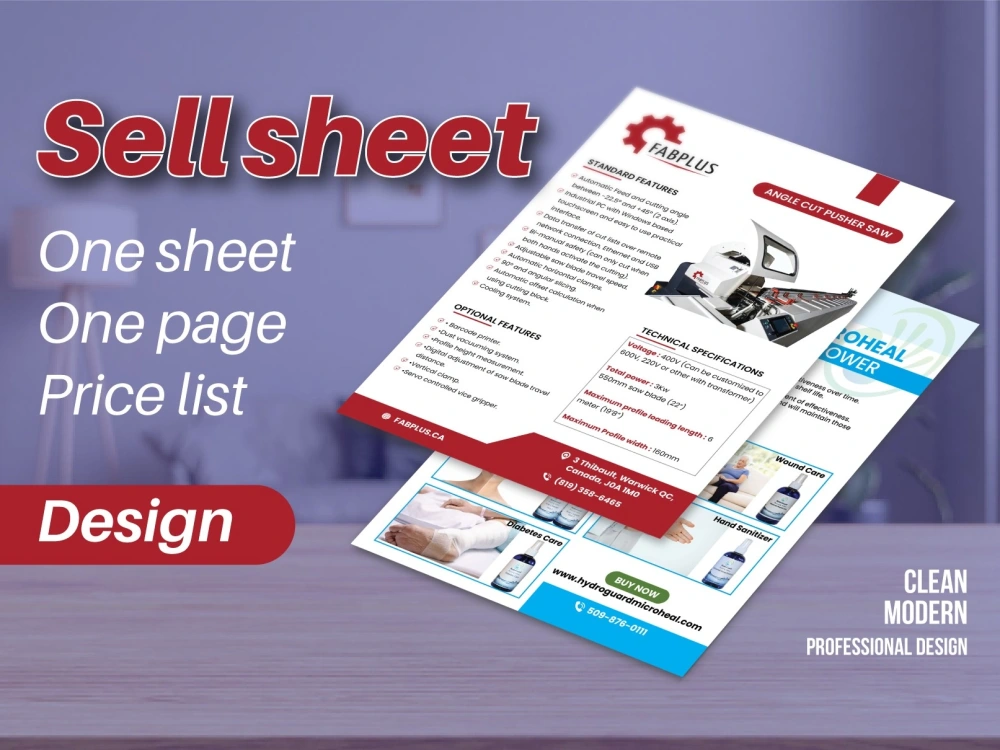 Professional product sell sheet or one sheet design. | Upwork