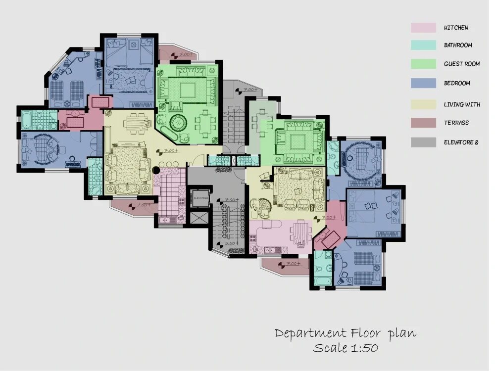 A fantastic interior design for your 2d plan | Upwork