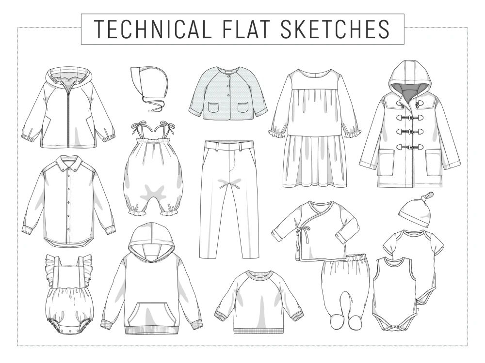 Amazing fashion technical flat sketches | Upwork