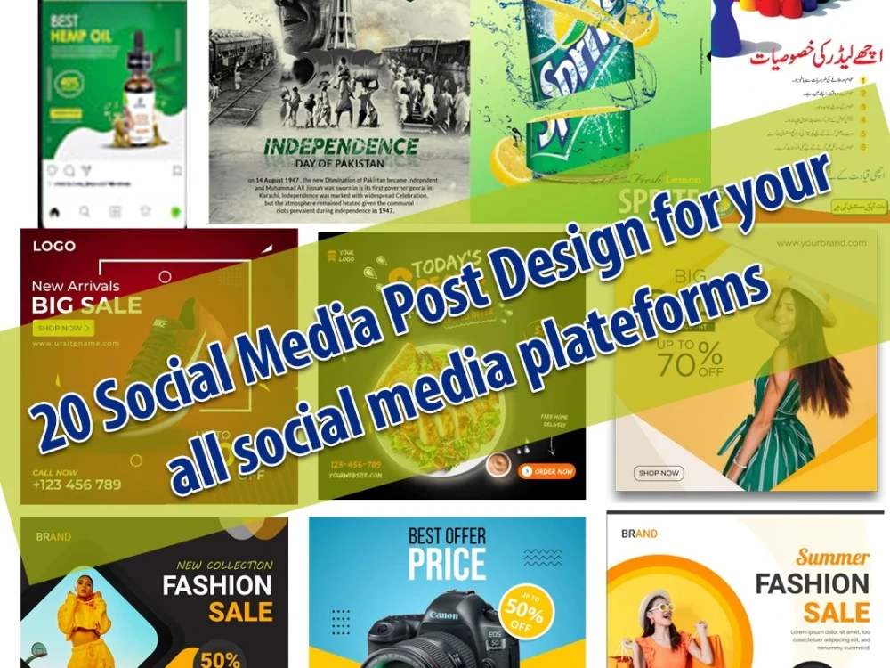 20 unique social media posts designs for (Facebook, Twitter, Instagram ...