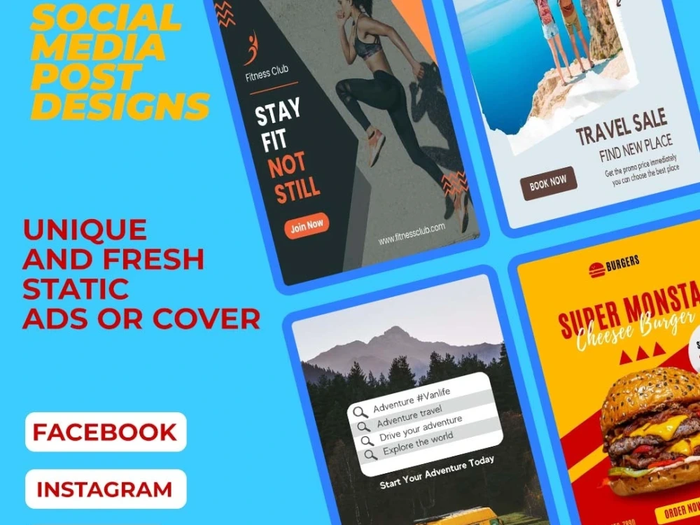 Unique social media post designs (Facebook posts, Instagram posts etc ...
