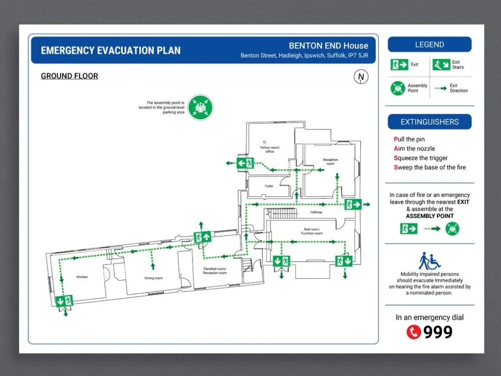 A fire emergency evacuation plan, map, or diagram | Upwork