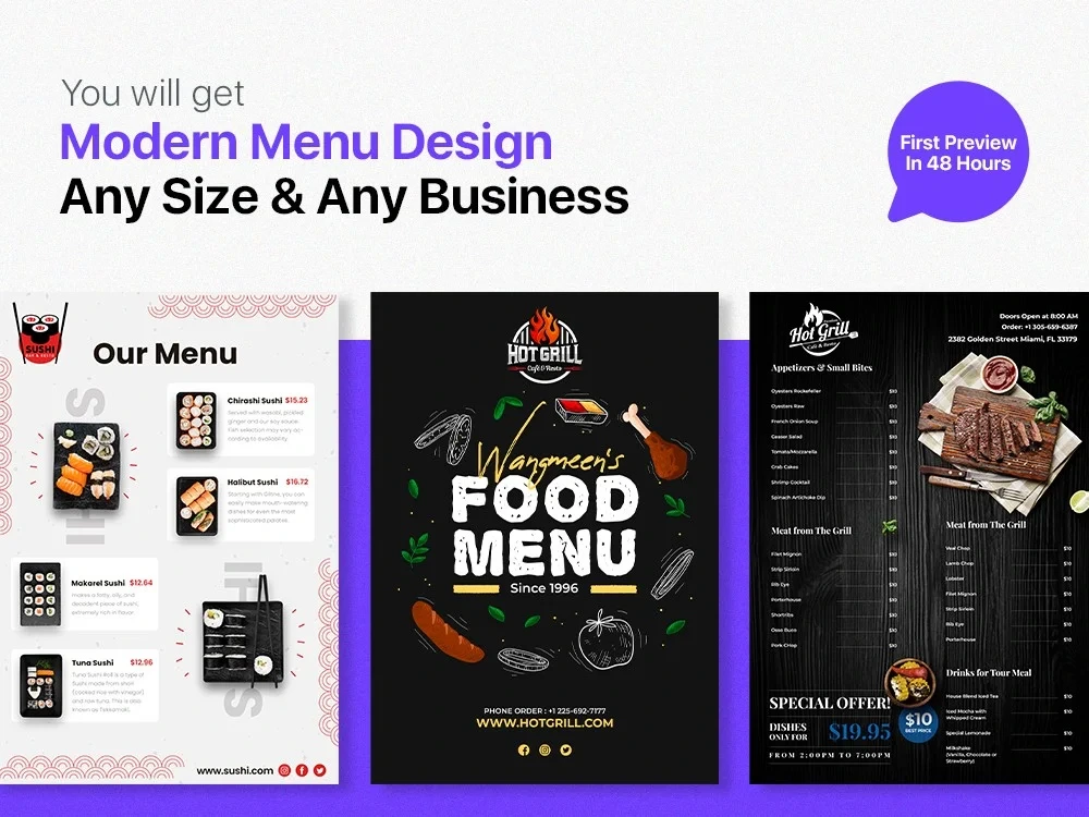 An awesome, classic, stunning, and modern restaurant menu design. | Upwork