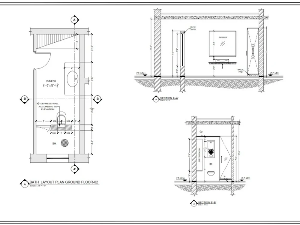 Bathroom design in 2d AutoCAD | Upwork