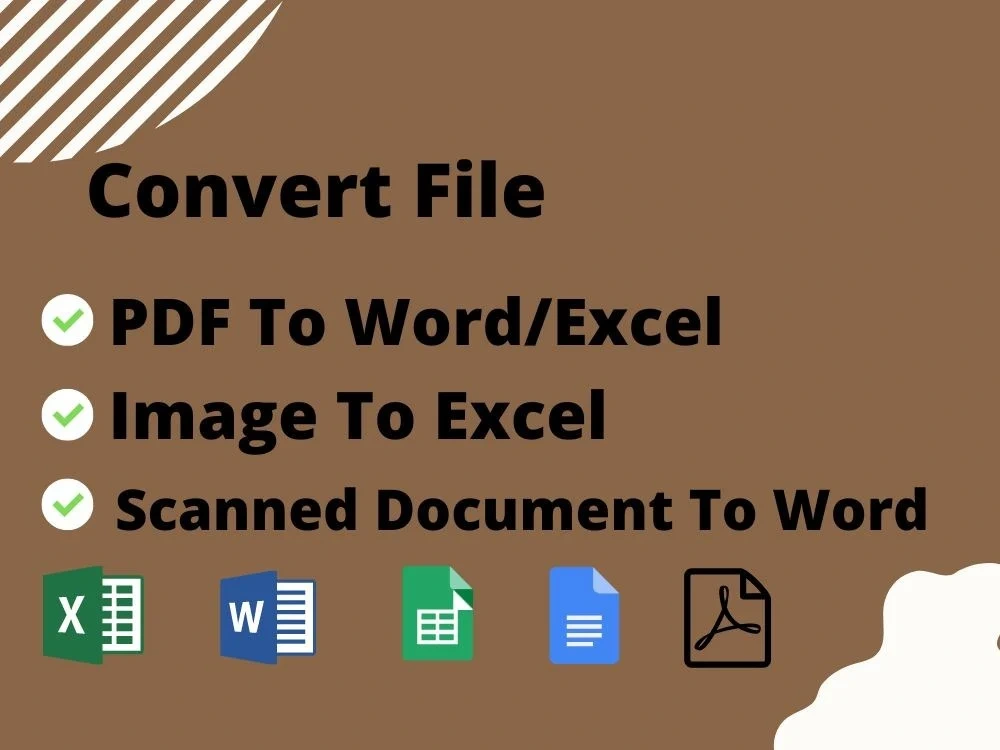 Converted Excel from scanned copies of PDF to Excel by typing manually ...