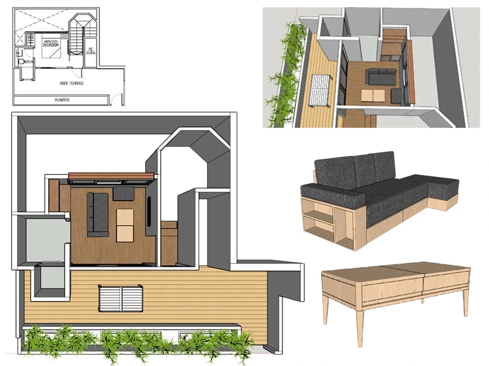 Interior layout with materials applied | Upwork