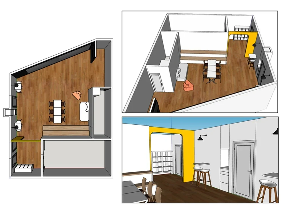 Interior layout with materials applied | Upwork