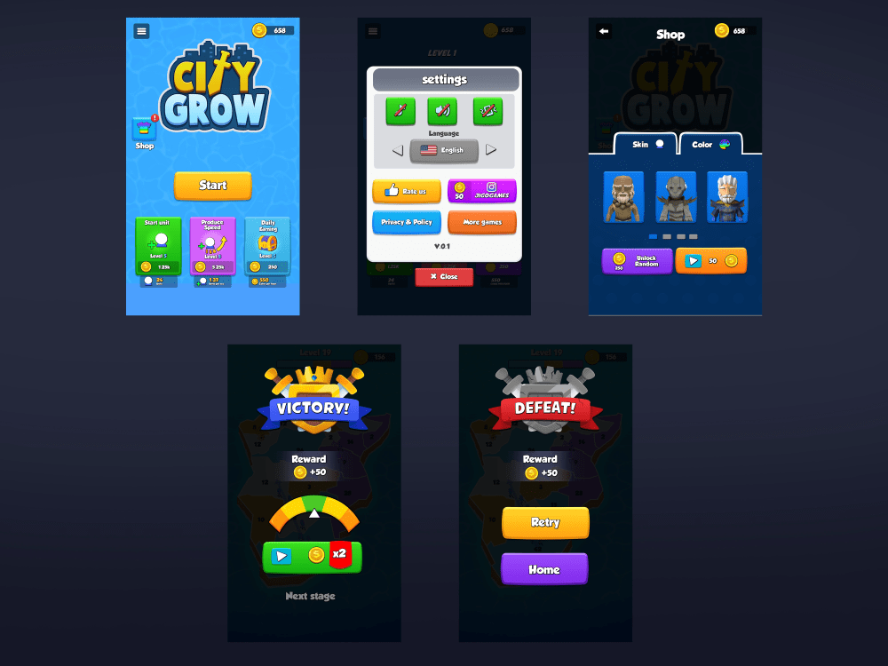 Professional mobile game UI/UX design and Game Assets | Upwork