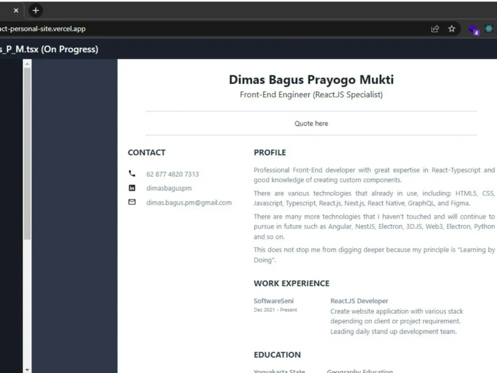 A maintainable and optimized web application with React + TS | Upwork